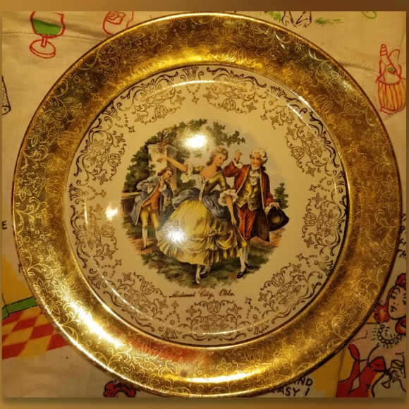 Vintage | Wall Decor | Colonial Plate Midwest City Okla 929 22k Gold ...
